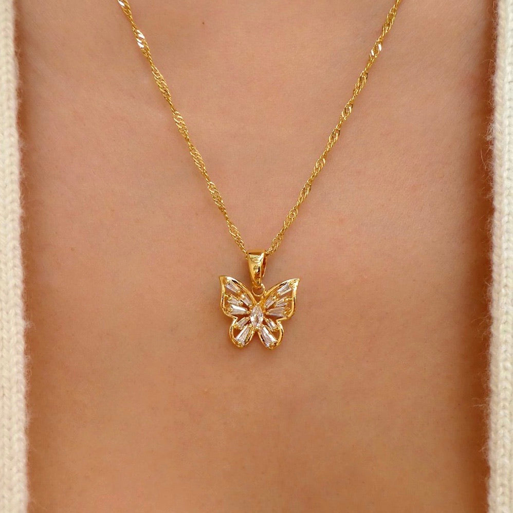 Gold chain butterfly necklace store